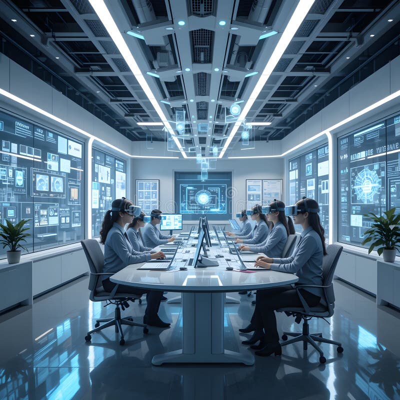 The Future of Work a Fully Immersive VR Office Experience Stock ...