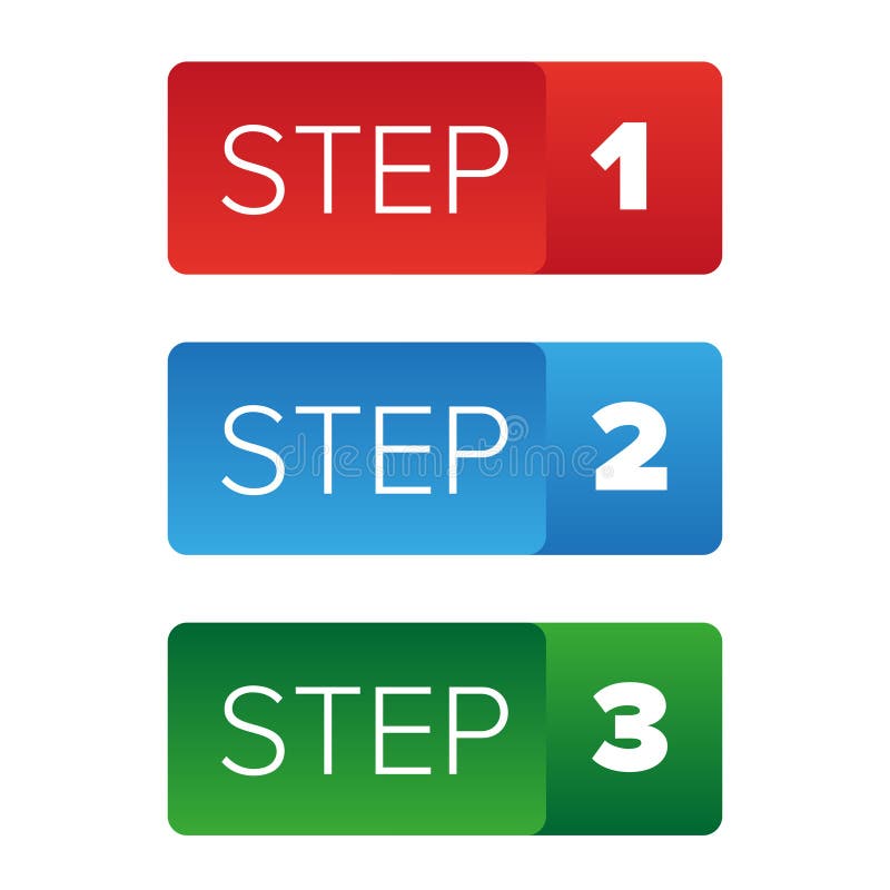 Step One Two Three button stock vector. Illustration of background ... Step One Two Three button stock vector. Illustration of background ...