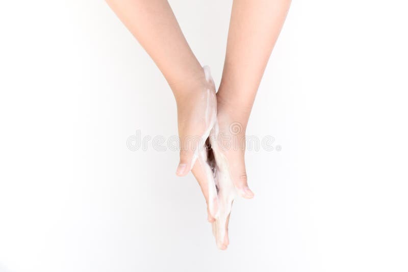 Step 2 Palm To Palm. Kid Hand Using Soap To Wash Stock Photo - Image of ...