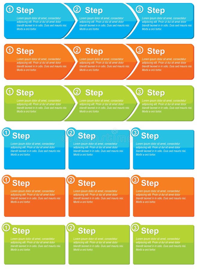 Flat Design. Process Arrows Boxes. Five Steps. Stock Vector ...
