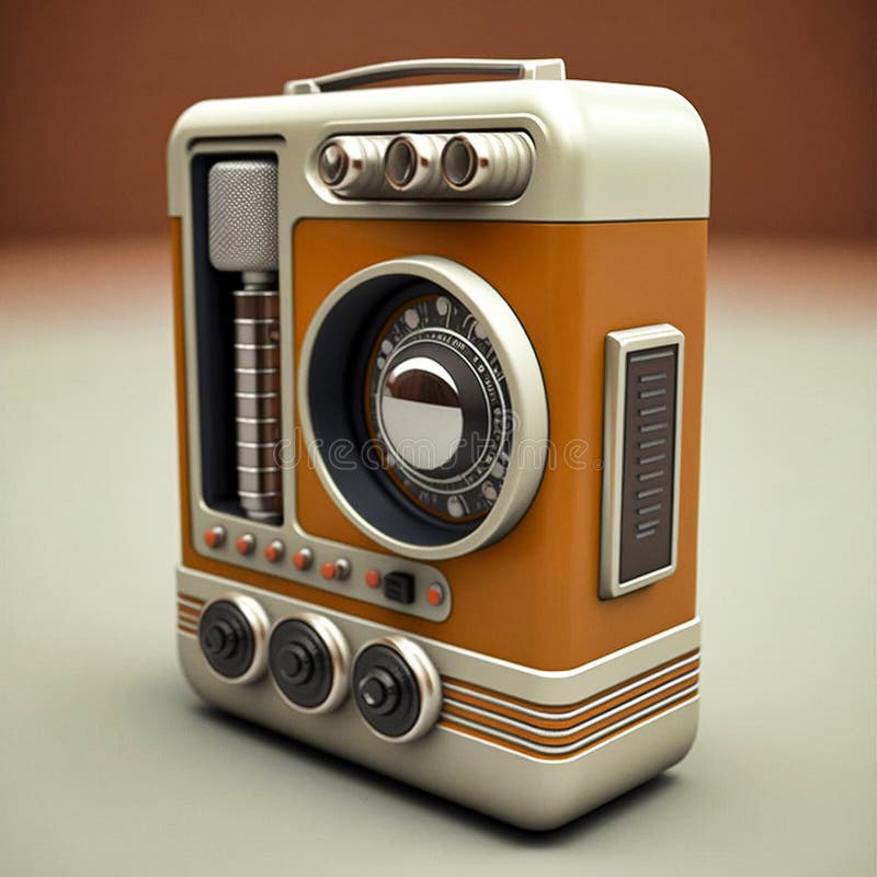 Retro-Futuristic AI-Generated Radio Stock Illustration - Illustration ...