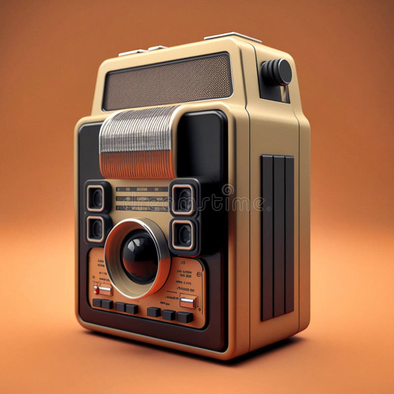 Retro-Futuristic AI-Generated Radio Stock Illustration - Illustration ...
