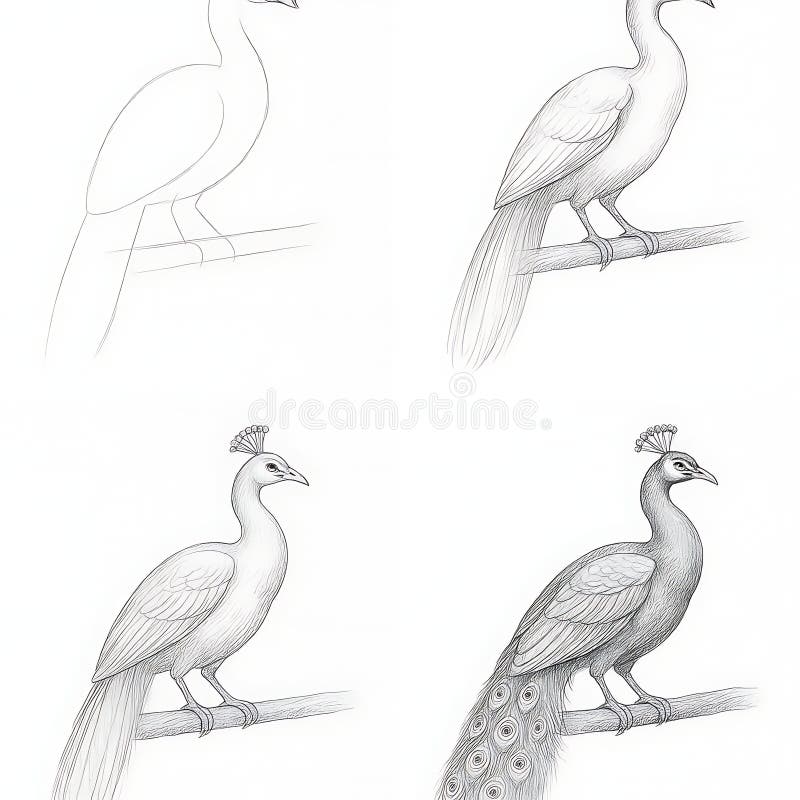 Step by Step Pencil Drawing Tutorial Showing the Creation of a Detailed ...
