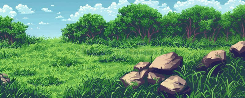 Pixel Art Spring Summer Nature Landscape, Video Game Outdoor Platformer ...