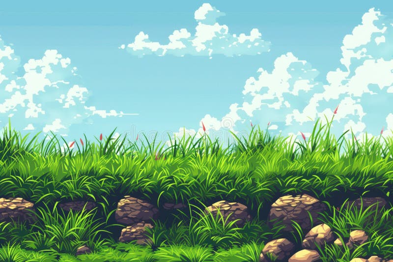 Pixel Art Spring Summer Nature Landscape, Video Game Outdoor Platformer ...
