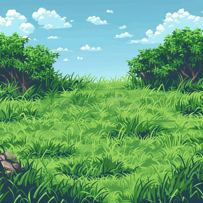 Pixel Art Spring Summer Nature Landscape, Video Game Outdoor Platformer ...