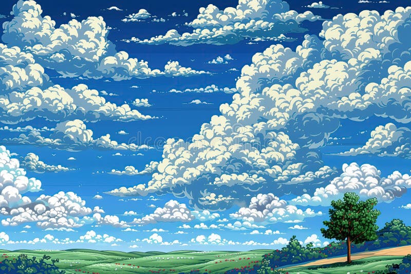 Pixel Art Spring Summer Nature Landscape, Video Game Outdoor Platformer ...