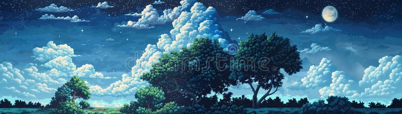 Pixel Art Spring Summer Nature Landscape, Video Game Outdoor Platformer ...