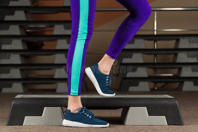 Step Platform. Foot on Step Platform. Classes in the Gym Stock Image ...