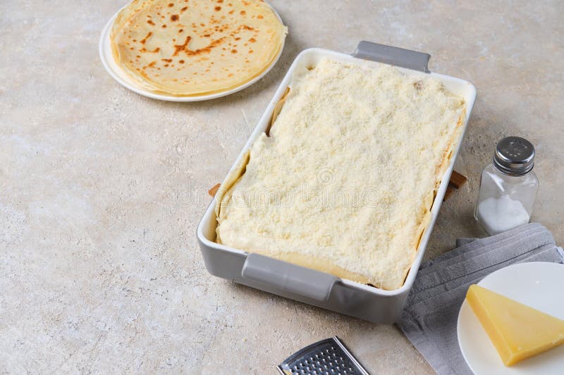Step-by-step Preparation of Pancake Lasagna or Casserole with Pancakes ...