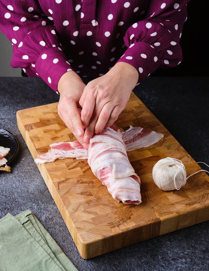 Step-by-step Preparation of Pork Tenderloin Roll with Figs and Walnuts ...