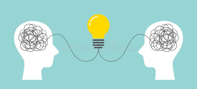 Step of Problem Resolve Control. Two Heads with Problem Brainstorm To ...