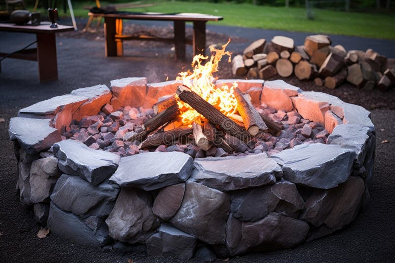 Step-by-step Process of Building a Diy Fire Pit Stock Illustration ...