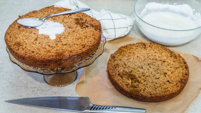 Step by Step Process of Making Sweet Cake. Step 7 Stock Image - Image ...