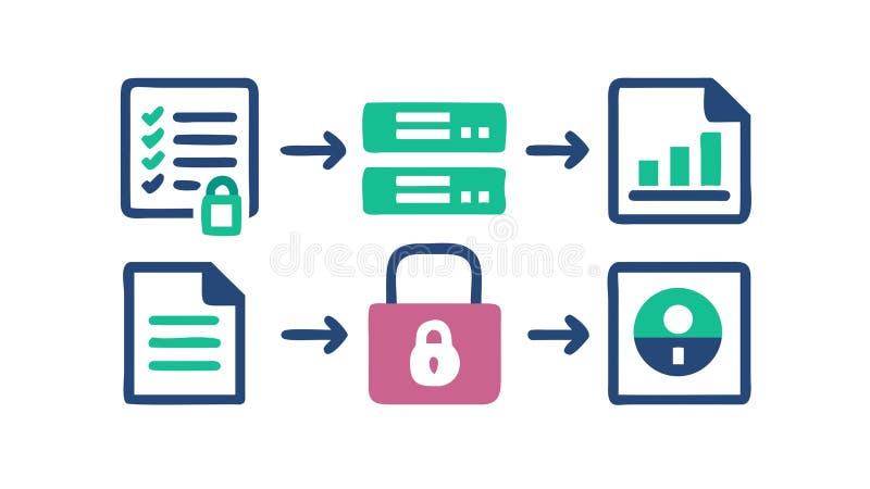 StepbyStep Process Secure Document Flow Icons, Vector Design Generative AI Stock Vector ...