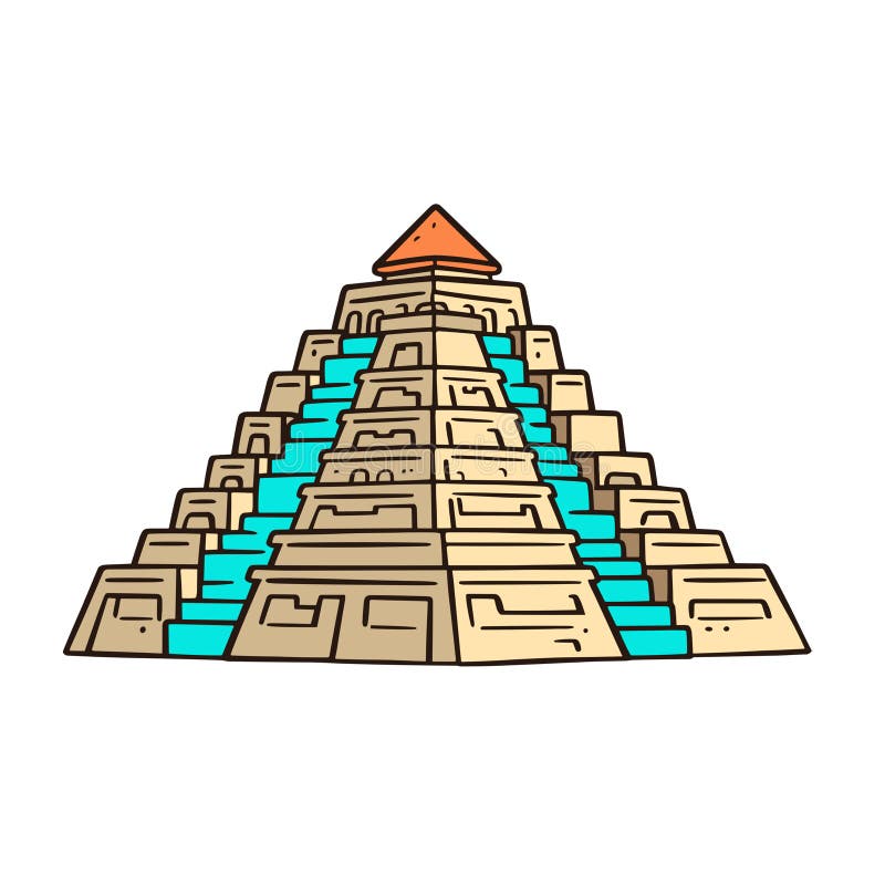 Step Pyramid Cartoon Illustration with Orange Top and Blue Stairs Stock ...