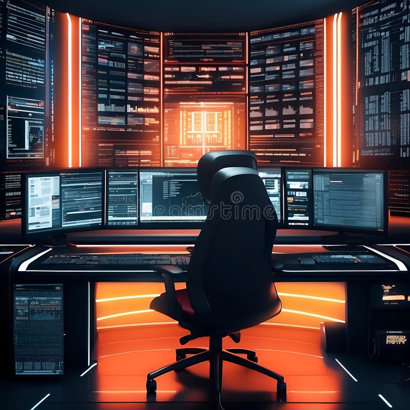 A Man Sits in a Chair in Front of a Computer Screen into the Matrix ...