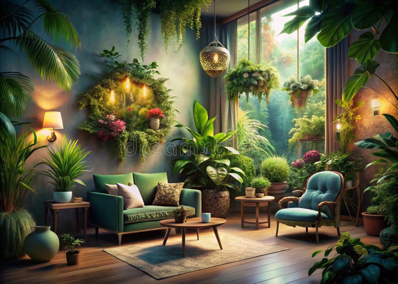 Enchanted Botanical Interior Design a Whimsical Oasis of Lush Greenery ...