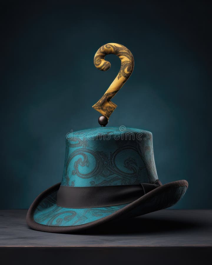 Intriguing Artistry: Fedora Hat with Decorative Elements and Question ...