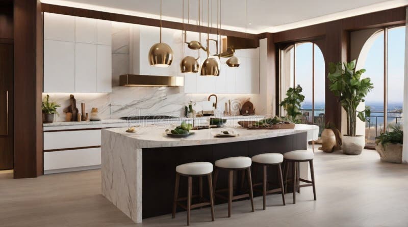 Pure White Elegance: a Kitchen Interior Design" Stock Illustration ...