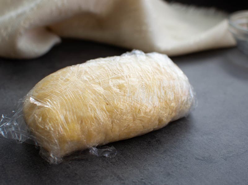 Step by Step Recipe. Dough Covered with Plastic Wrap. Stock Image ...