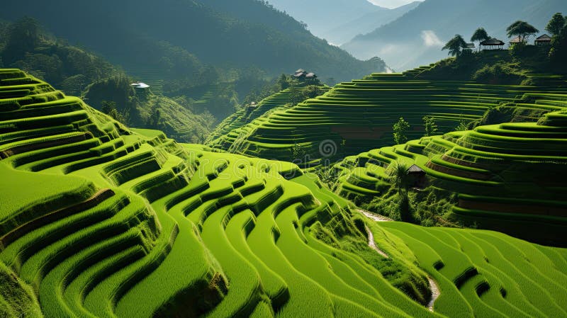 Step rice fields stock illustration. Illustration of outdoors - 297658987