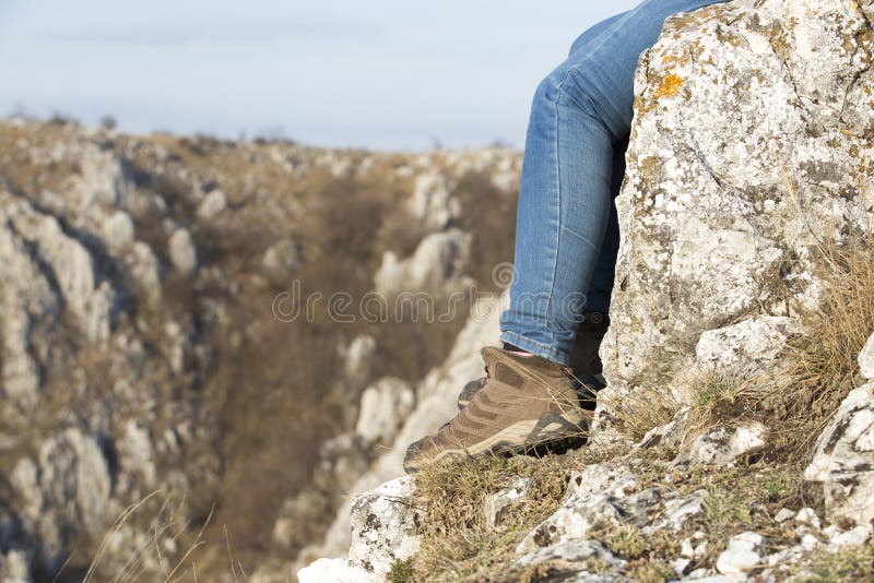 Step on rocks stock image. Image of mountaineering, boots - 93554049