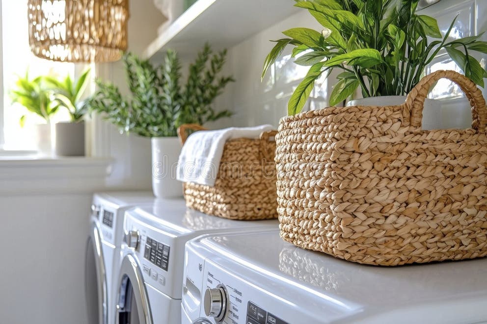 Step into the Serene Embrace of an Open-plan Laundry Room, Where Functionality Intertwines with ...