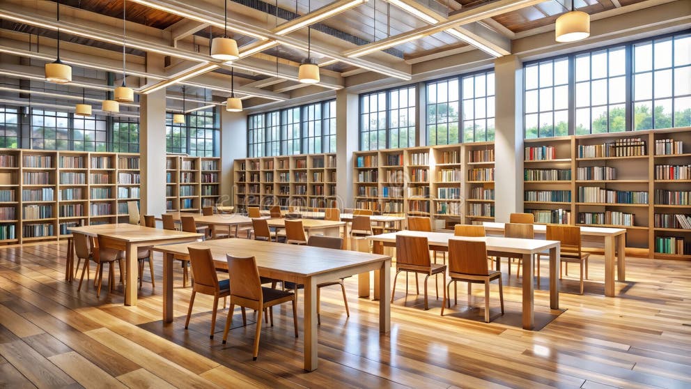 Serene Modern Library Interior Inspiring Study Space Awaits in Empty ...