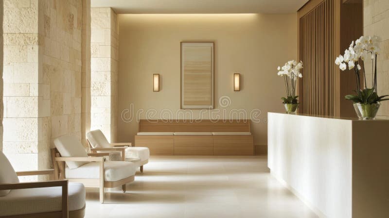 Step into a Serene Spa Reception with a Modern, Minimalist Digital ...