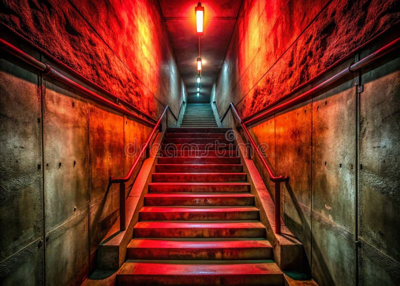 Exploring a Panoramic Underground Bunker Staircase a RedLit Military ...