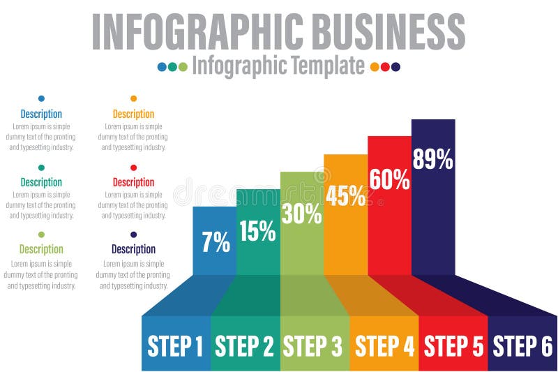 6 Step and Six Option Digital Infographic Design Layout with Space for ...