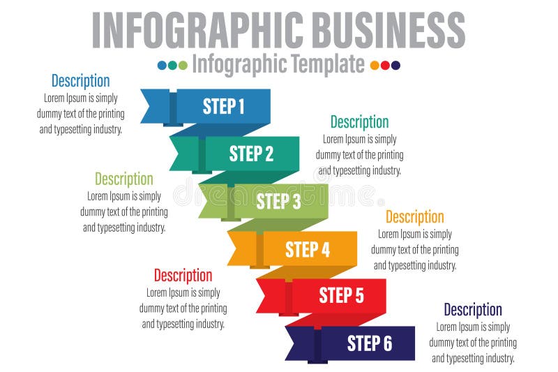 6 Step or Six Option Business Data Visualization. Abstract Elements of ...