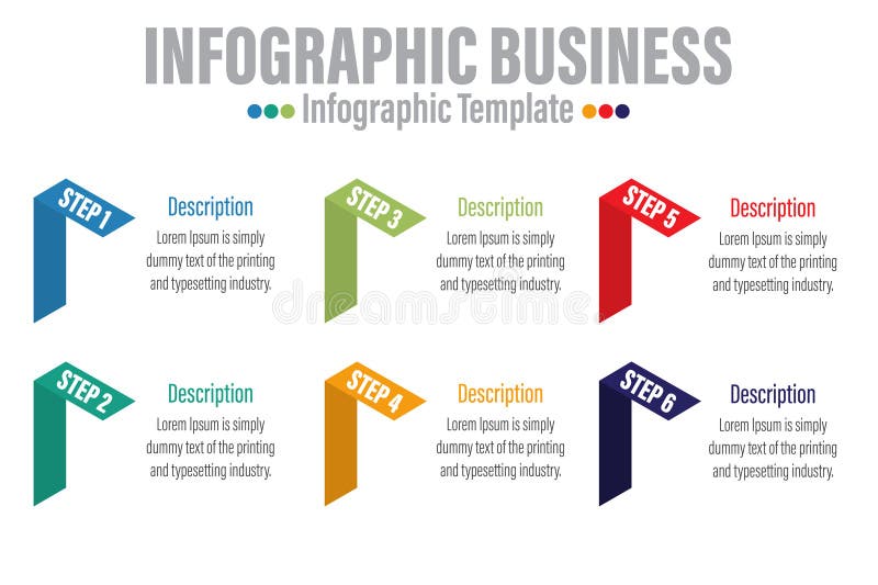 6 Step and Six Option Colorful Infographics Elements. Vector ...
