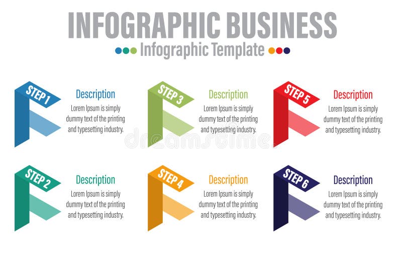 6 Step and Six Option Colorful Infographics Elements. Vector ...
