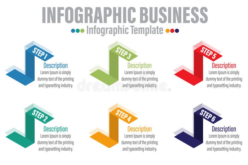 6 Step and Six Option Colorful Infographics Elements. Vector ...