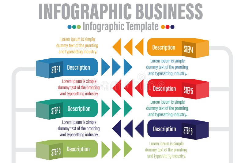 6 Step and Six Option Digital Infographic Design Layout with Space for ...