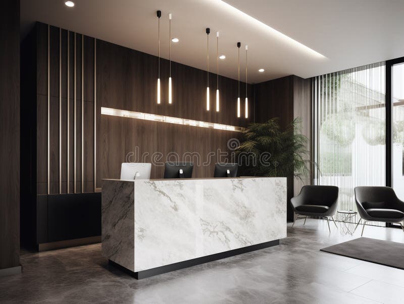 Reception Area, with a Desk and Seating Area Stock Illustration ...