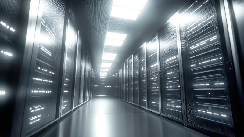 Step into a Sleek and Shiny Data Center, Where Rows of Robust Servers ...