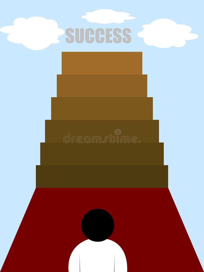 Step or Stair To Success Flat Cartoon Illustration Stock Illustration ...