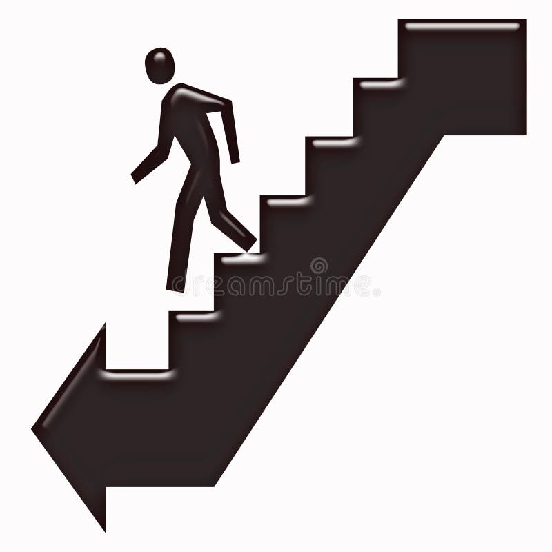 Walk Man in the Stairs. Man Walking Up the Steps Stick Figure Pictogram ...