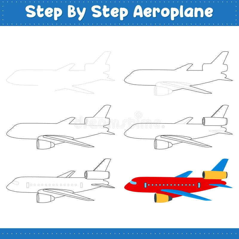 Step by Step Drawing Aeroplane Hand Practice . Vector Stock Vector ...