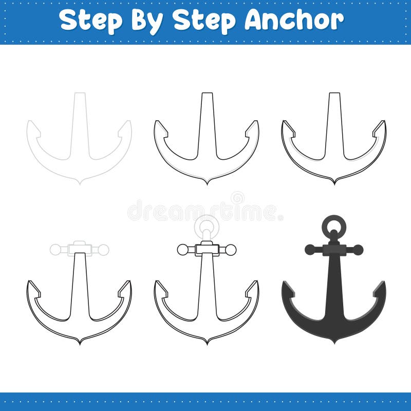Step by Step Drawing Anchor Hand Practice . Vector Stock Vector ...