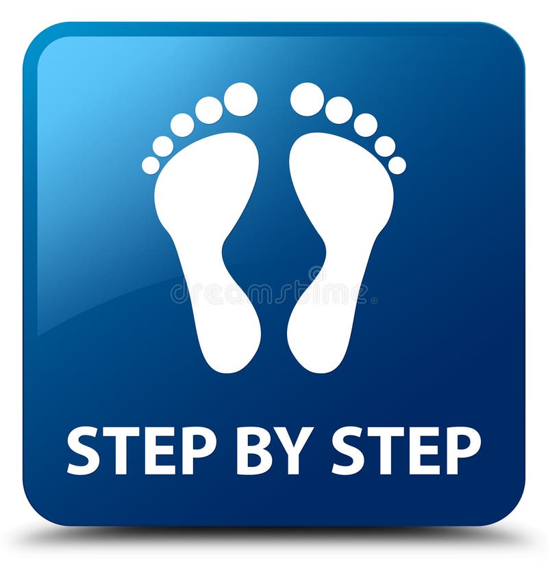 Step by Step (footprint Icon) Blue Square Button Stock Illustration ...