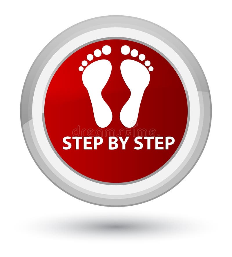 Step by Step (footprint Icon) Prime Red Round Button Stock Illustration ...