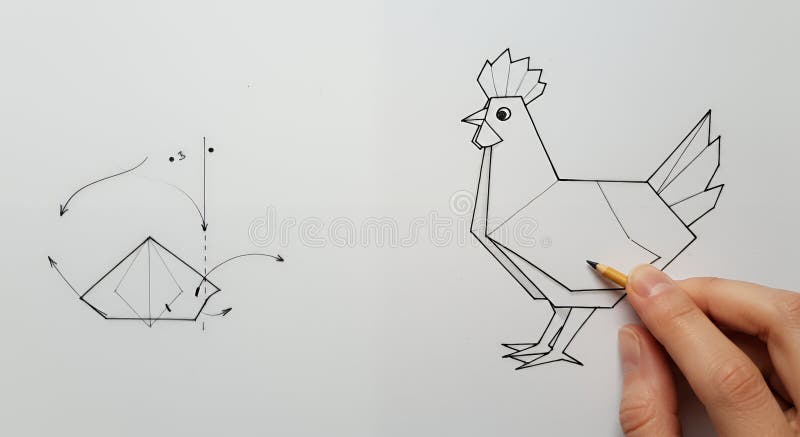 Step-by-step Geometric Chicken Drawing Tutorial Stock Illustration ...