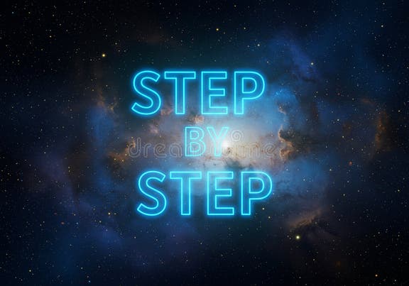 Step by Step Glowing Text Cosmic Space Background Futuristic Design ...