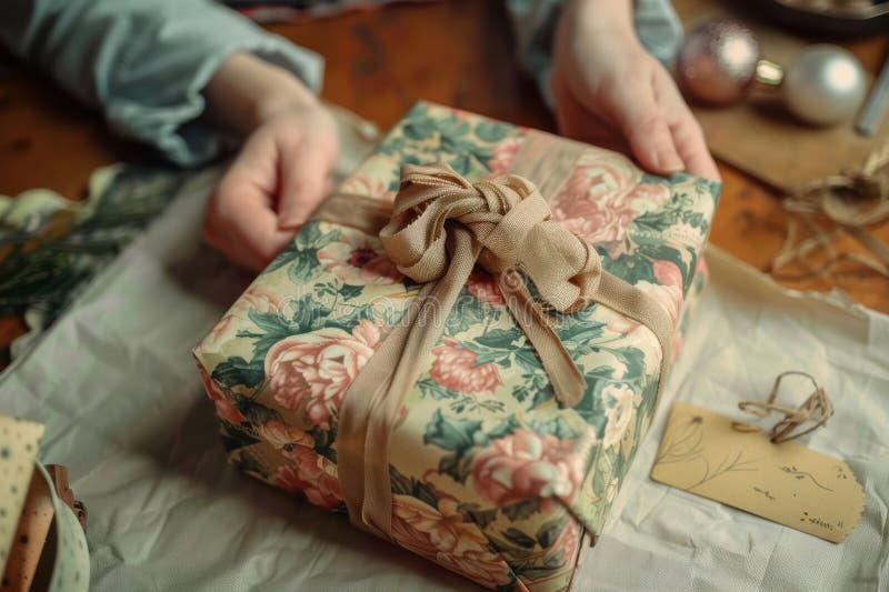 Gift Wrapping Tutorial: Step-by-Step Guide with Floral Paper and Ribbon ...