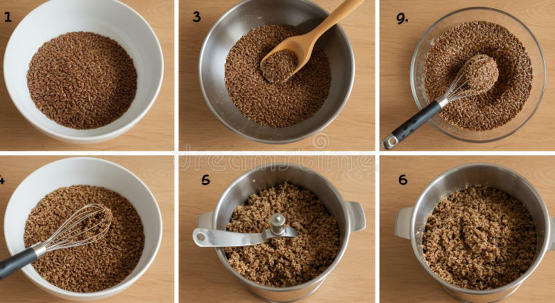Preparing Flaxseed Meal: a Step-by-Step Visual Guide Stock Illustration - Illustration of ...