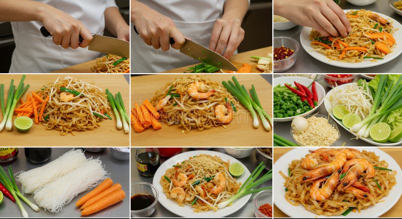 Preparing Pad Thai: a Step-by-Step Guide with Vibrant Colors and Fresh ...